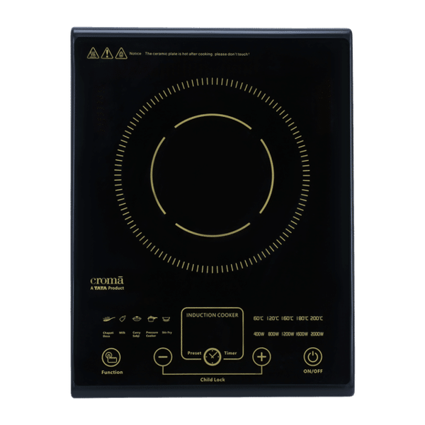 Croma 2000 W Induction Cooktop With 5 Preset Menus 2 Years Warranty ...